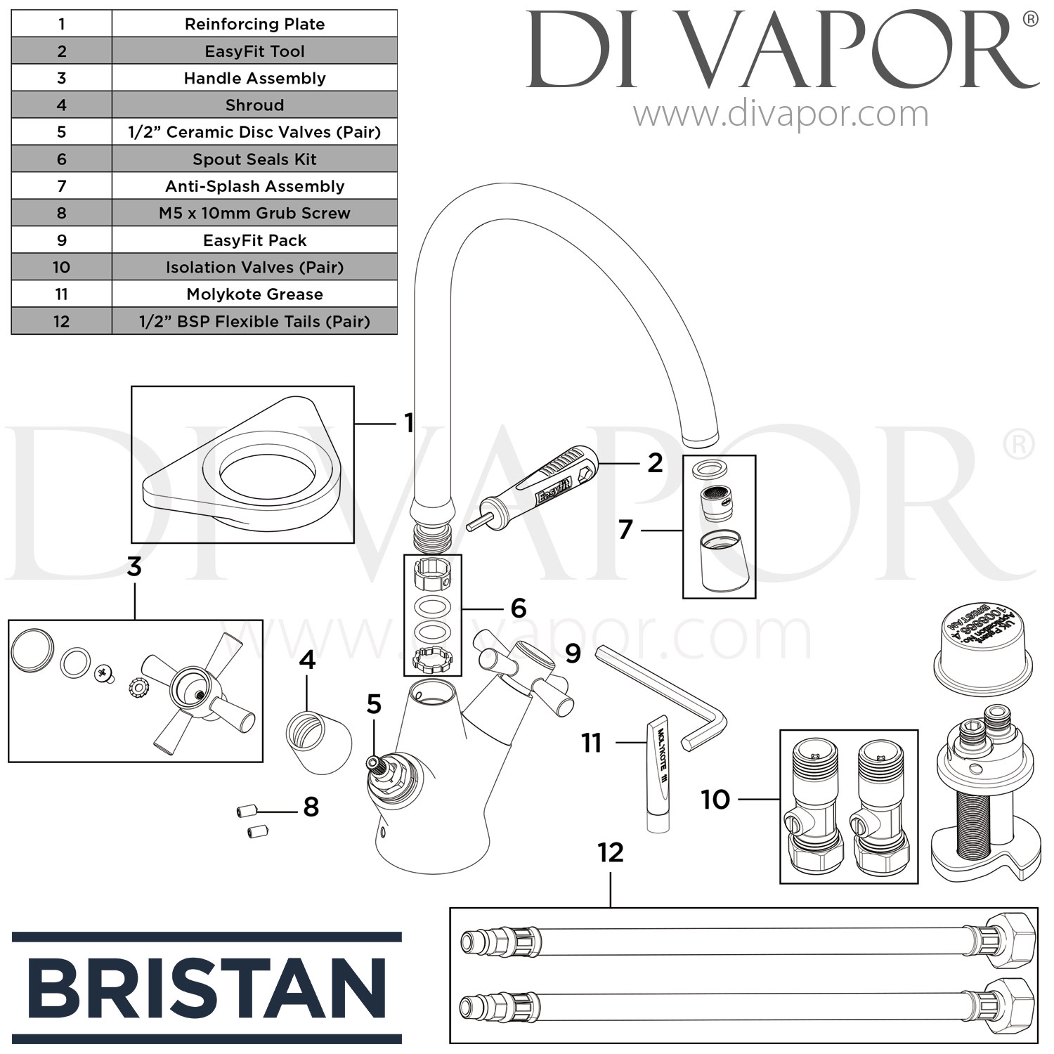 Bristan RO SNK EF C Rio Easyfit Sink Mixer Spare Parts Bristan RO SNK EF C Rio Easyfit Sink Mixer Spare Parts
